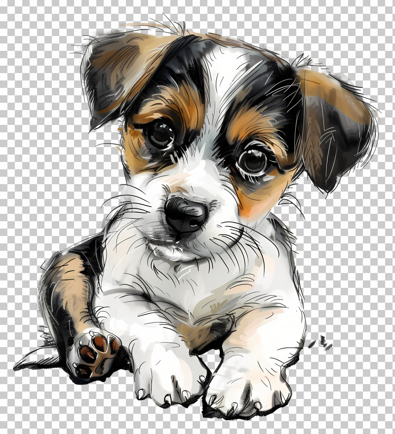 Cute Puppy - Illustrated Drawing Of A Cute Jack Russell Puppy PNG ...