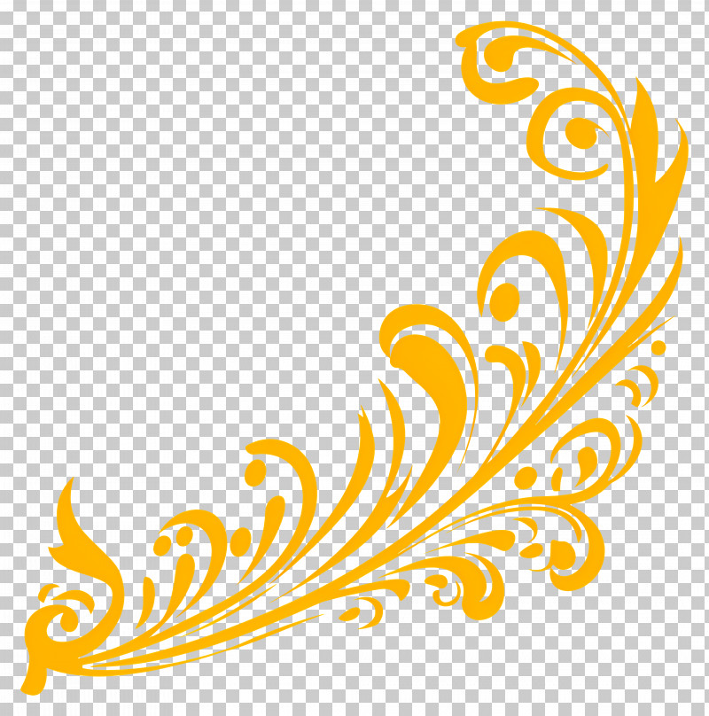 Corner - Yellow Ornamental Flourish Design PNG, Clipart, Abstract ...