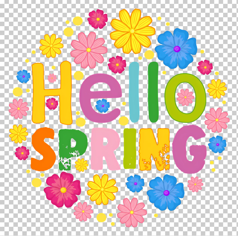 Floral Arrangement - Hello Spring Typography With Colorful Design PNG ...