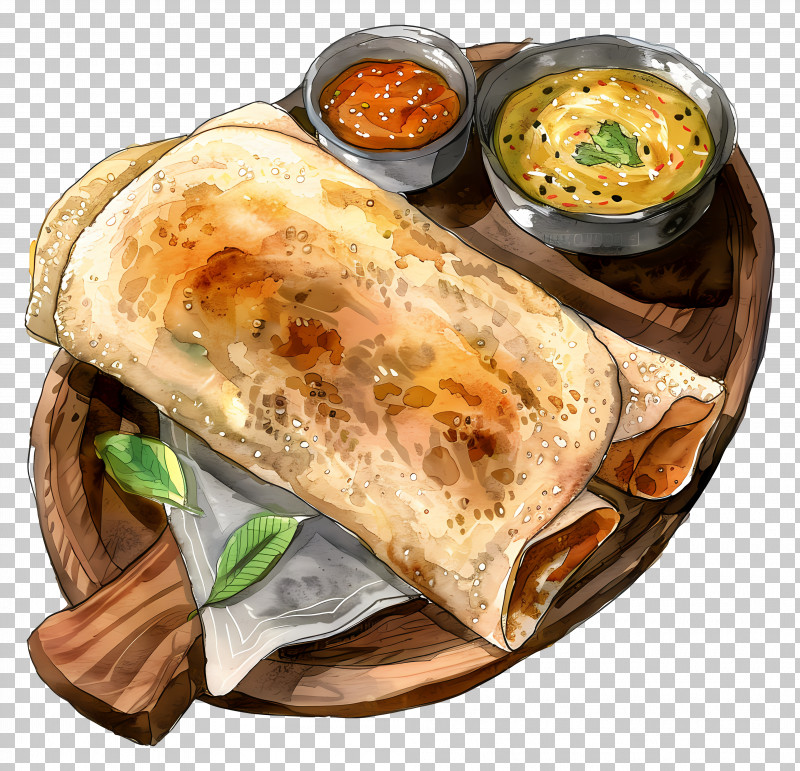 Dosa - Delicious Dosa With Sambar And Chutney PNG, Clipart, Breakfast ...