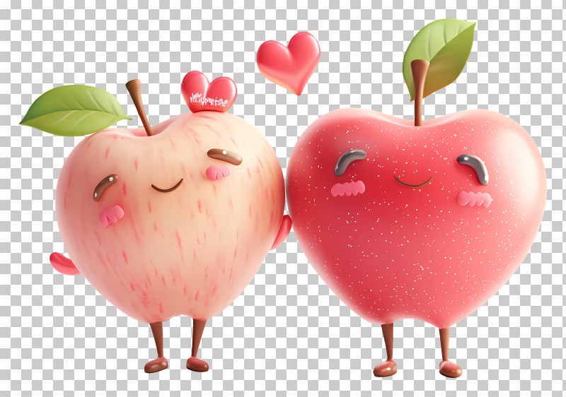 Valentine - Cute Smiling Apples With Heart PNG, Clipart, Cartoon, Cute ...