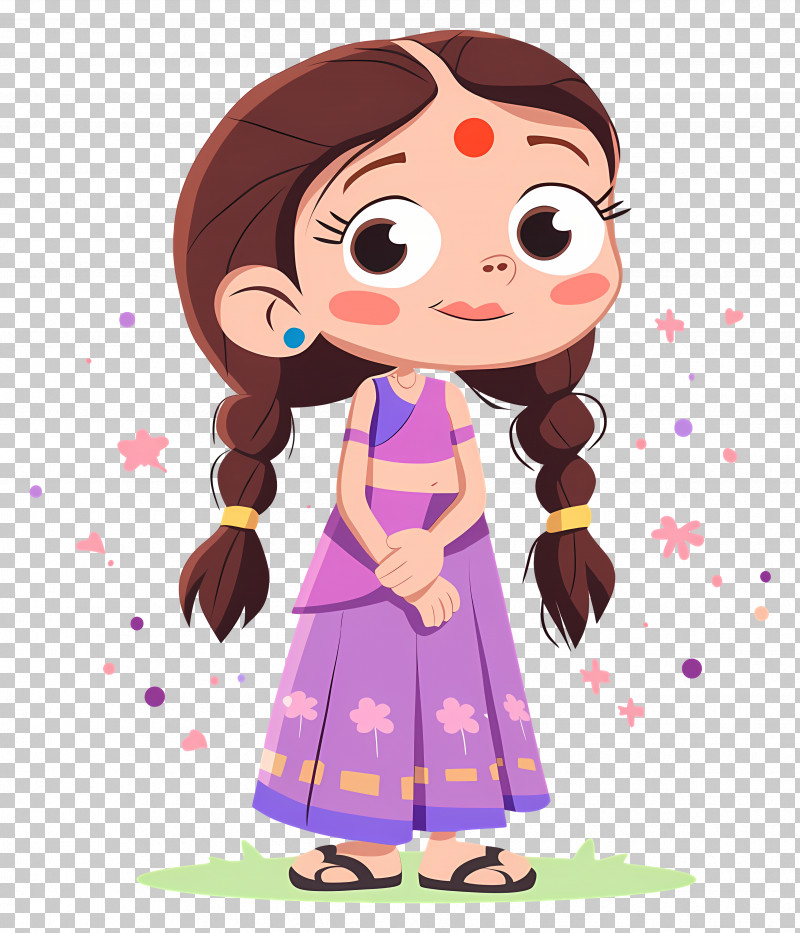 Chutki - Girl In Purple Dress With Braids PNG, Clipart, Animated ...