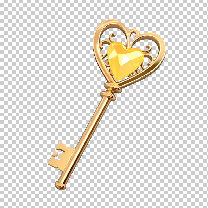 Golden Key - Golden Key With A Heart Design PNG, Clipart, Accessory ...