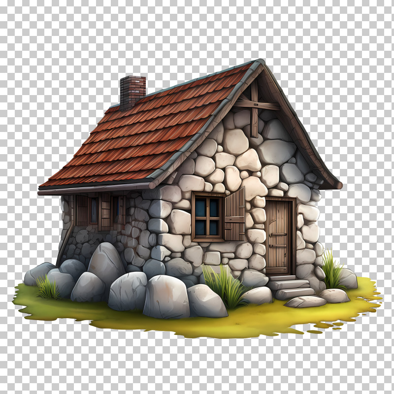 Stone House - Quaint Stone Cottage With A Red Roof PNG, Clipart ...