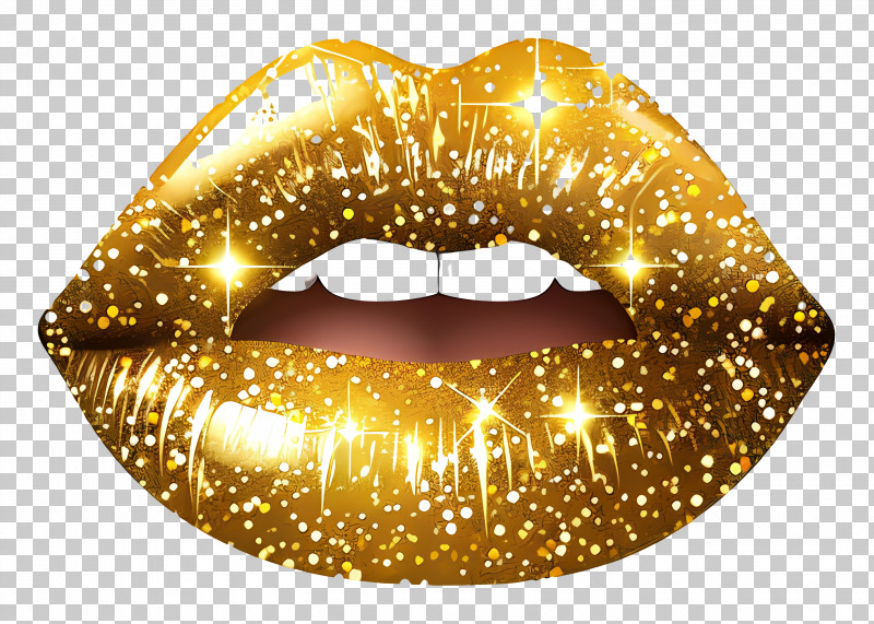 Glitter Kiss - Glittering Gold Lips With Teeth PNG, Clipart, Fashion ...
