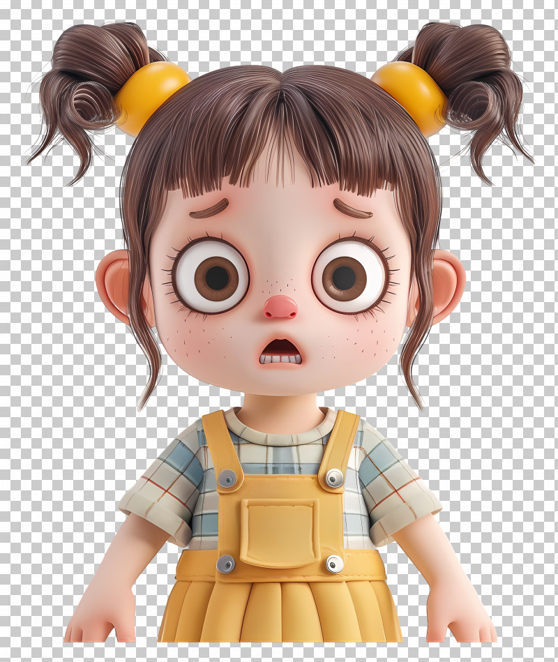 Scared Girl - Cute Girl With Pigtails In Animated Style PNG, Clipart ...
