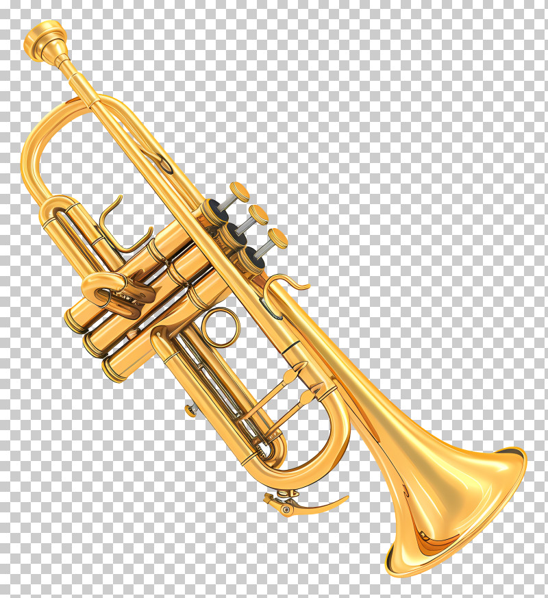 Trumpet - Golden Trumpet Illustration With Brass Finish PNG, Clipart ...