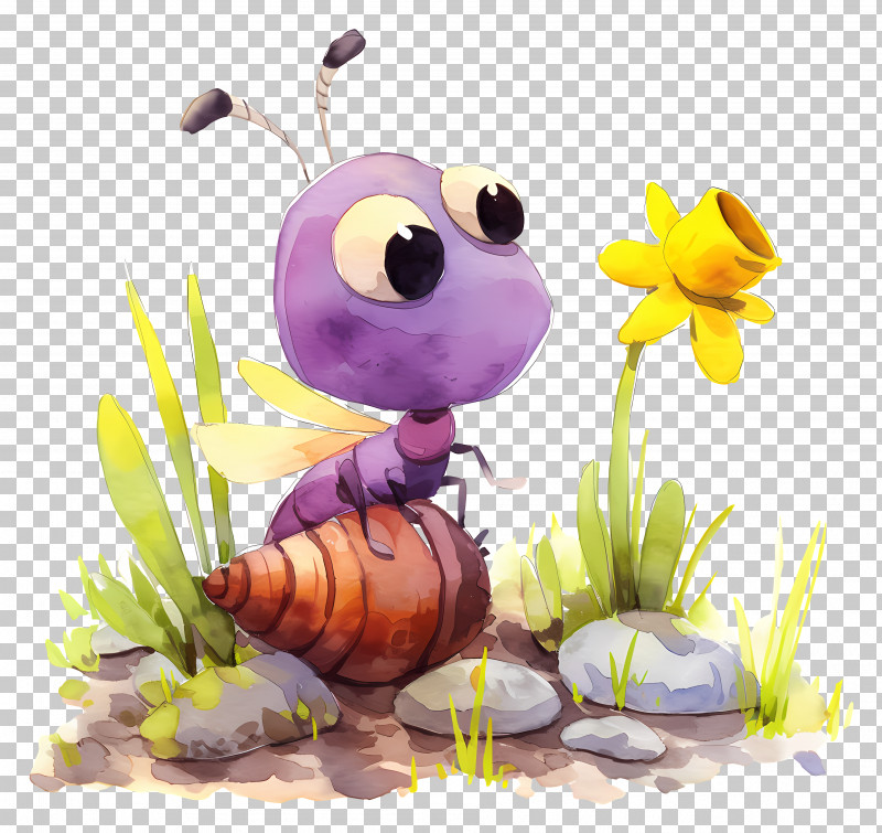 Ant Jumping - Cute Purple Insect With Flower PNG, Clipart, Ant Jumping ...