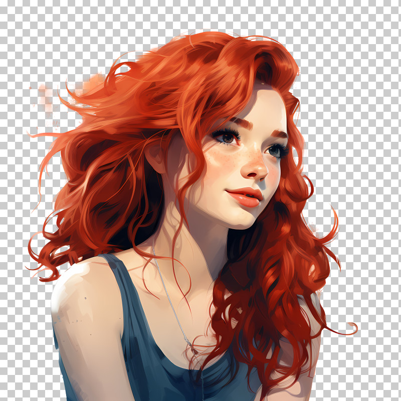 Love Your Red Hair Day - Red-Haired Girl Digital Illustration PNG ...