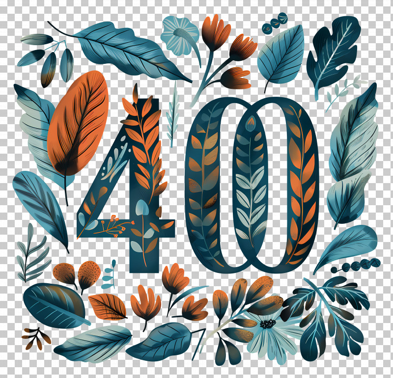 Number 400 - Decorative Number 40 With Leaves PNG, Clipart, 40 ...