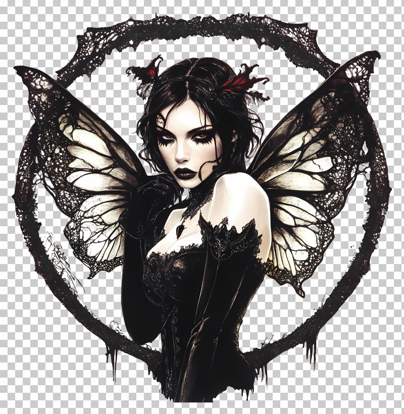 Dark Fairy - Gothic Fairy Portrait With Intricate Wings PNG, Clipart ...