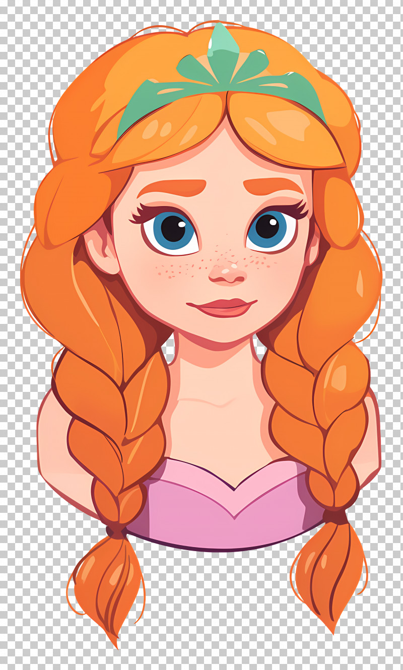 Princess Anna - Cute Girl With Braids Cartoon Art PNG, Clipart ...