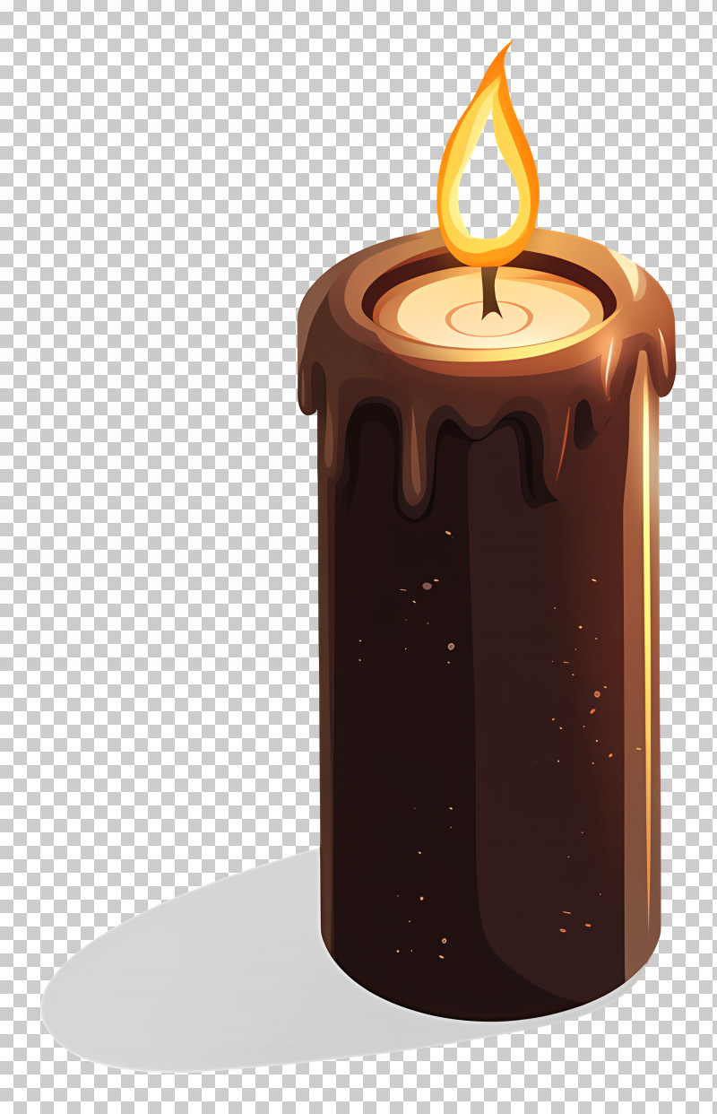 Dark Brown Candle - Burning Candle With Dripping Wax PNG, Clipart ...