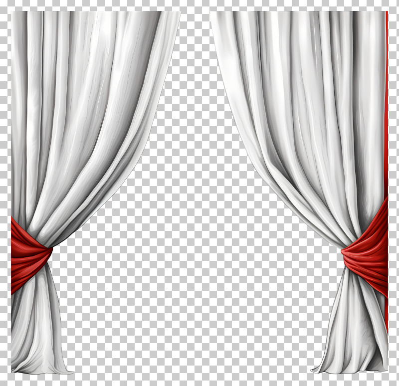 Sketch Style Curtains - Open White Curtains Tied With Red In Classical ...