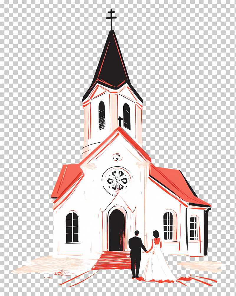 Wedding Church - Artistic Wedding Church With Bride And Groom PNG ...