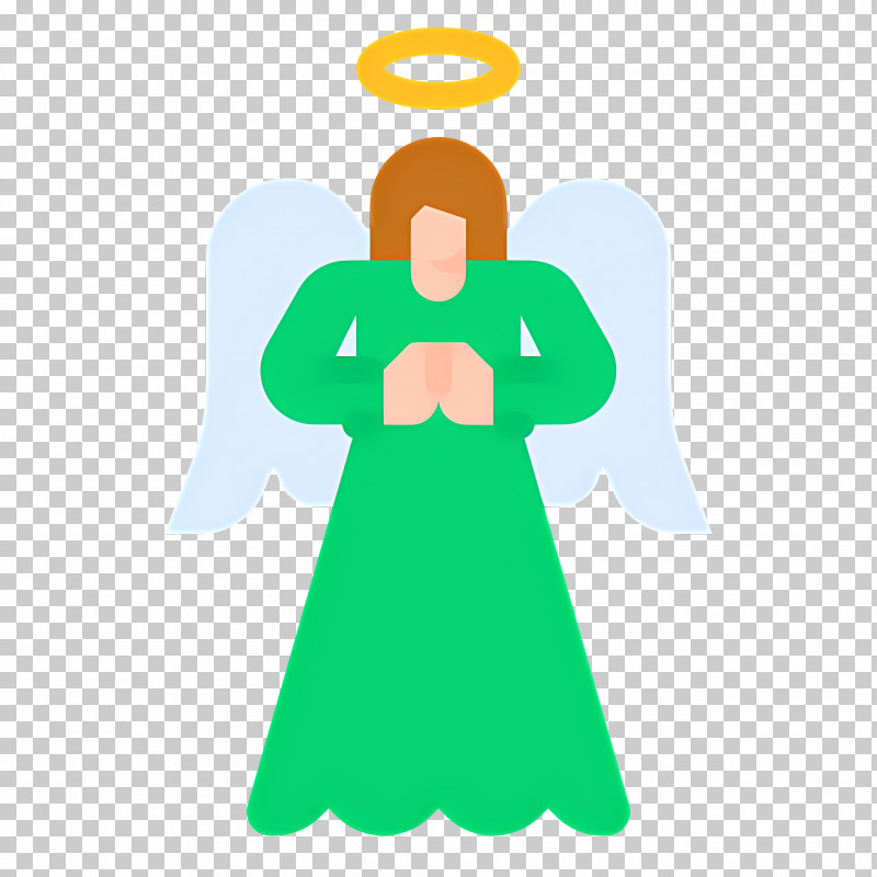 Christmas Angel - Green Angel With Halo And Wings PNG, Clipart ...
