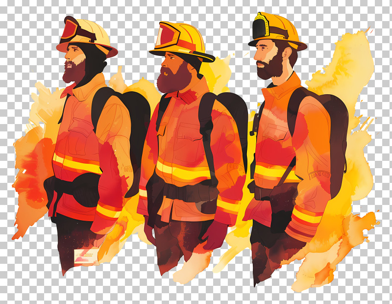 Firefighter - Illustrated Firefighters In Uniform PNG, Clipart, Bravery ...