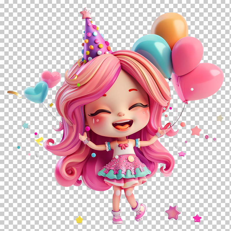 Party Girl - Cartoon Girl With Balloons PNG, Clipart, Cartoon Girl With ...