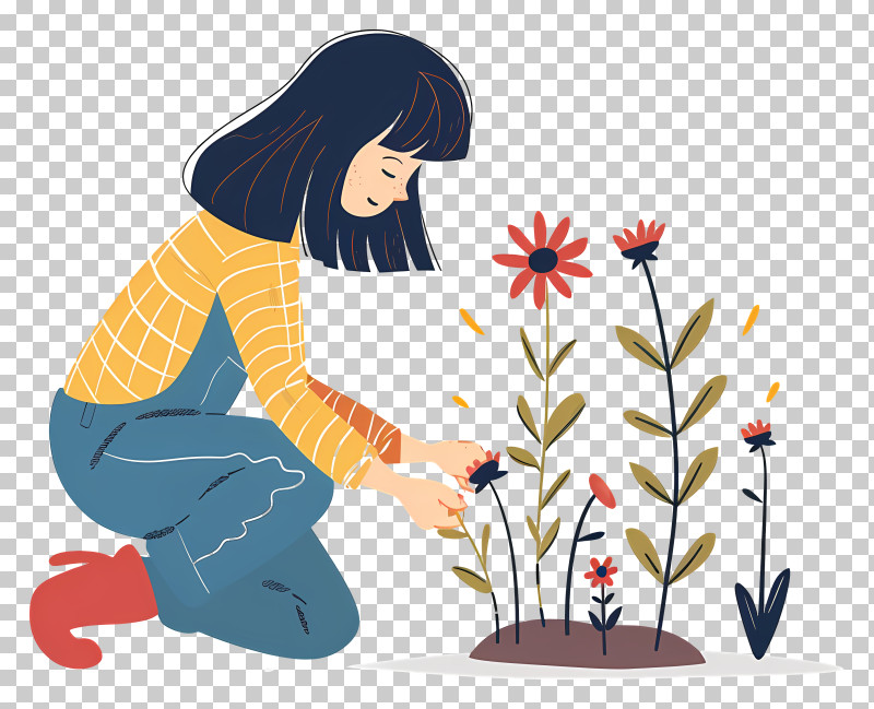 Plant A Flower Day - Girl Gardening With Flowers PNG, Clipart, Flowers ...