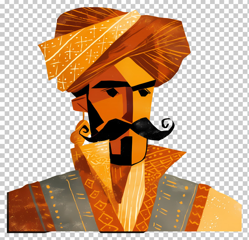 Mughal King - Illustrated Man With Turban And Mustache PNG, Clipart ...