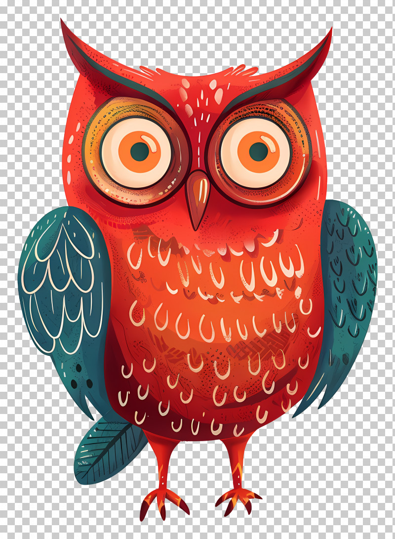 Cartoon Owl - Red Cartoon Owl With Big Orange Eyes PNG, Clipart, Animal ...