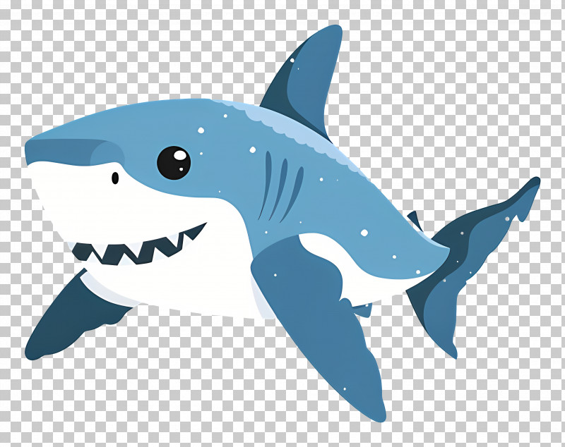 Cute Shark - Adorable Blue Cartoon Shark Illustration PNG, Clipart ...