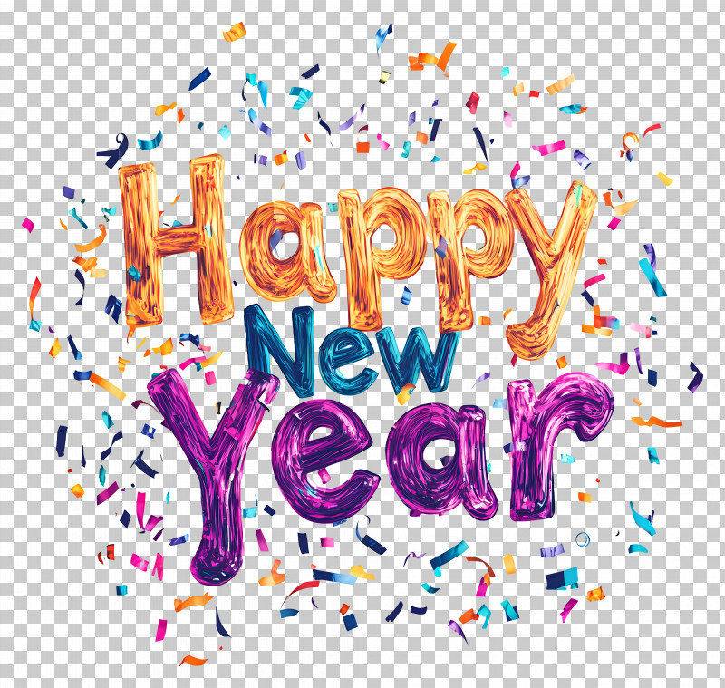 Happy New Year - Colorful Happy New Year Celebration Text PNG, Clipart, Celebration, Cheerful ...