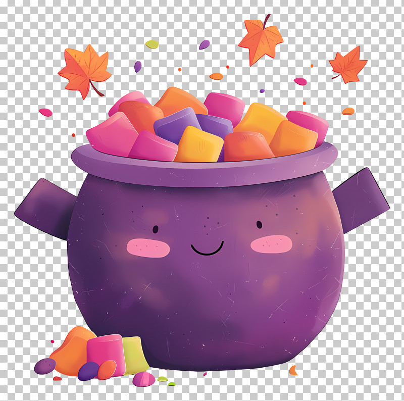 Halloween Candy - Cute Purple Pot With Candy PNG, Clipart, Autumn ...