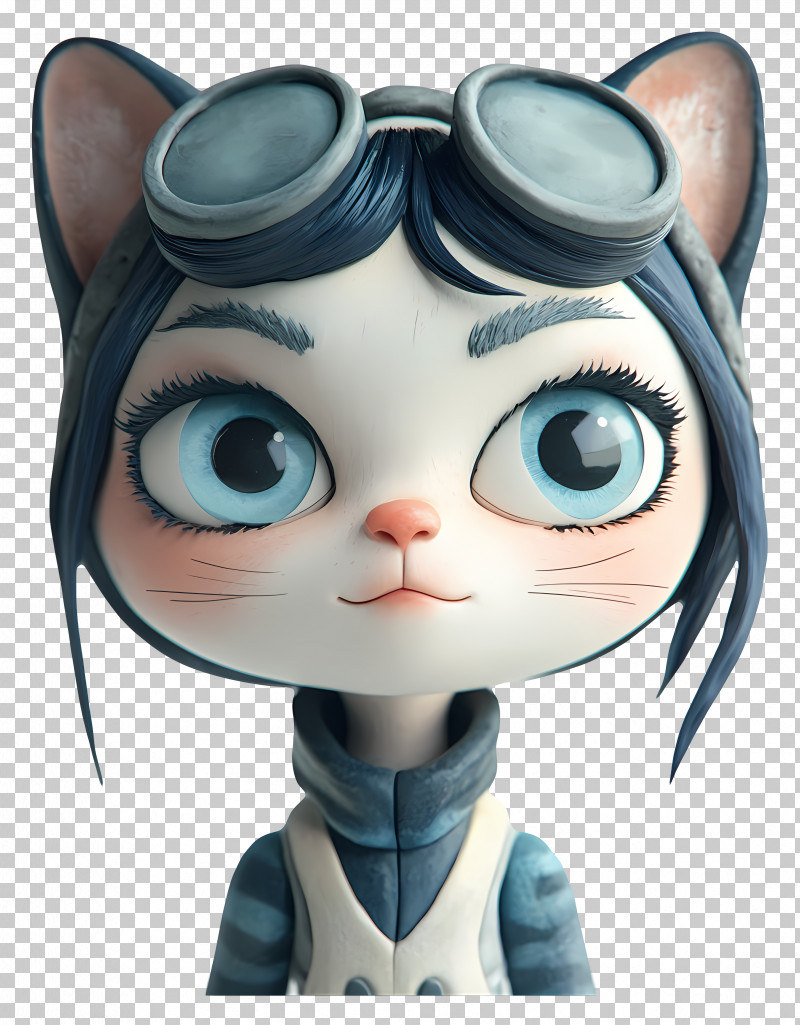 Cat Girl - Cute Cat Character With Goggles PNG, Clipart, Animal, Blue ...