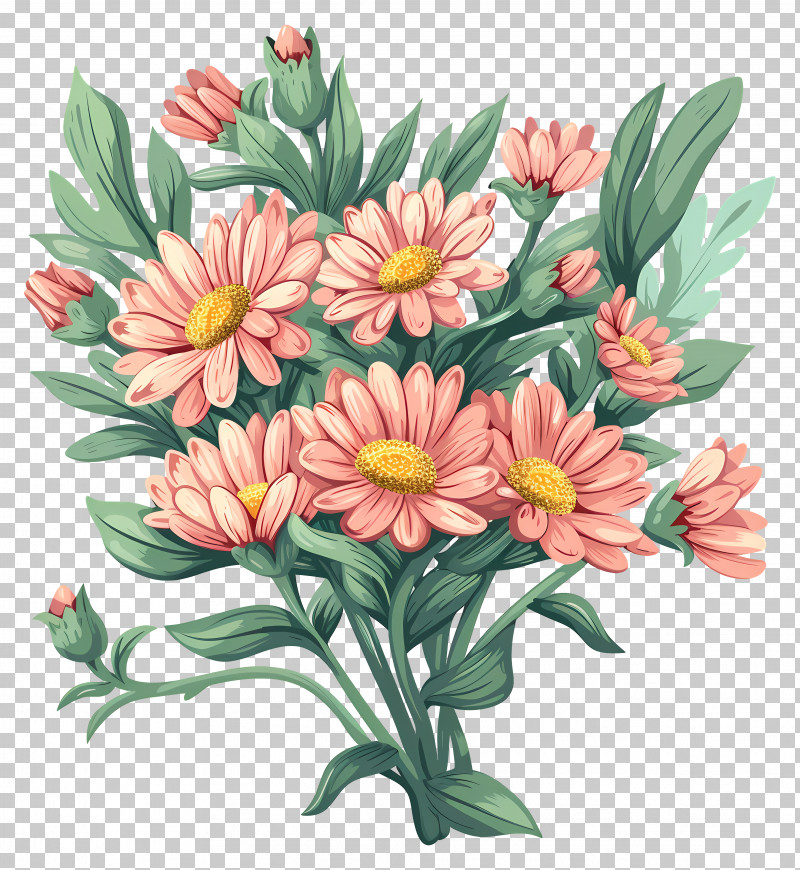 Daisy Flowers - Illustration Of Pink Daisies In Cluster PNG, Clipart ...