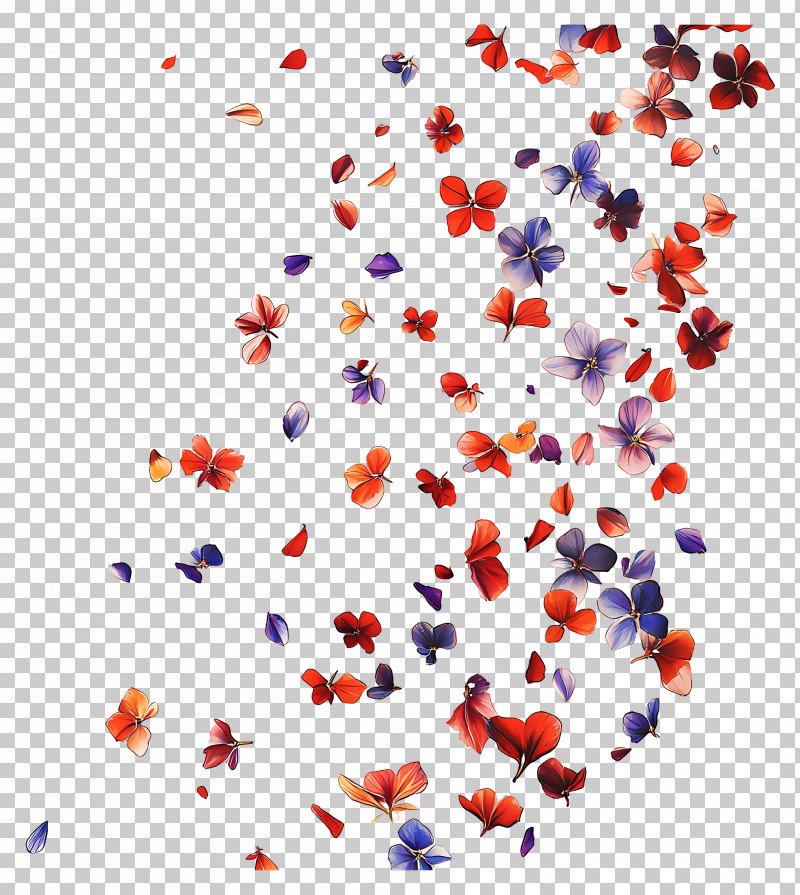 Falling Flowers - Colorful Flower Petals In Abstract Design PNG ...