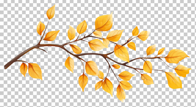 Autumn Branch - Yellow Foliage Branch Illustration PNG, Clipart ...
