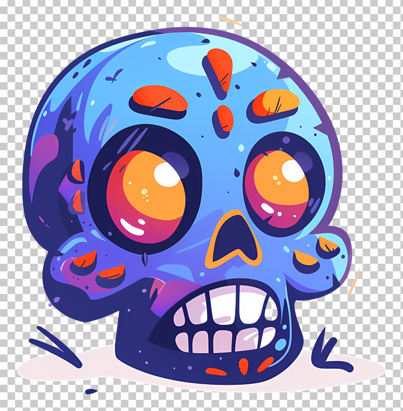 Sugar Skull - Colorful Cartoon Skull PNG, Clipart, Blue, Bones, Cartoon ...
