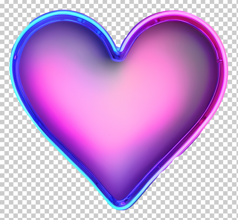 Neon Heart - Glowing Neon Heart In Vibrant Pink And Blue Hues PNG ...