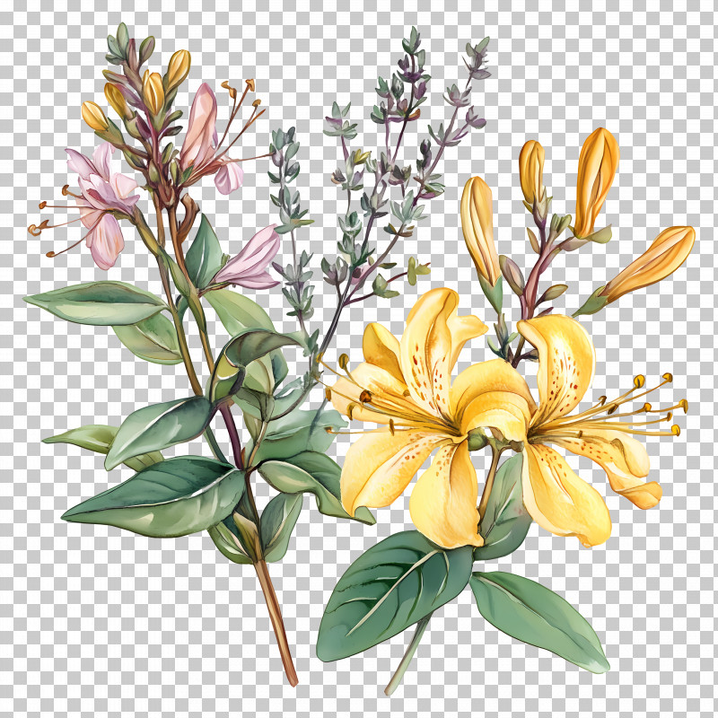 Herbs And Spices - Herbs And Yellow Flowers Arrangement PNG, Clipart ...