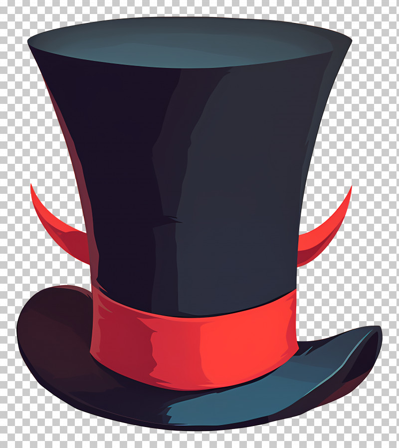 Top Hat With Devil Horns - Classic Black Top Hat With Red Band PNG ...