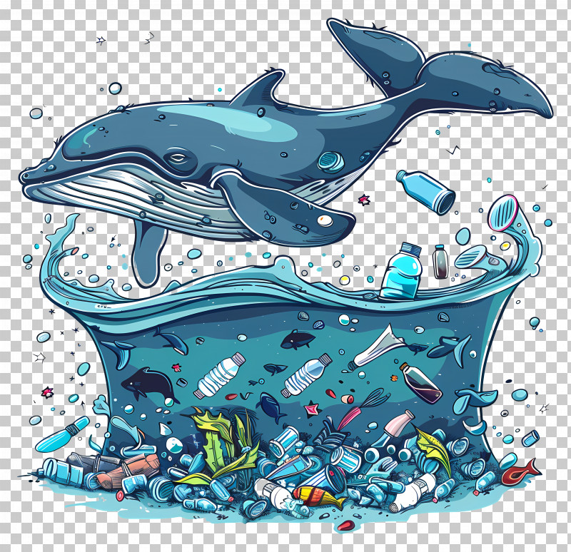Whale And Ocean Pollution - Whale And Ocean Pollution Illustration PNG ...