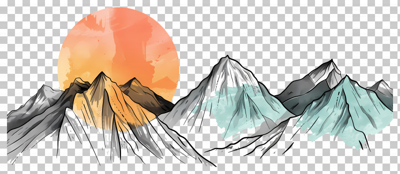 Mountain Outline - Beautiful Sunrise Over Mountain Illustration PNG ...