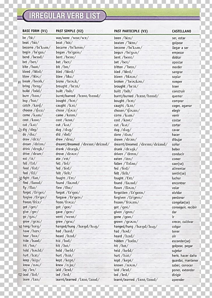 Document Regular And Irregular Verbs Line PNG Clipart Area Art 