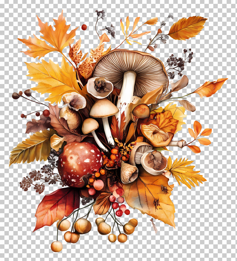 Autumn Nature - Mushrooms With Autumn Leaves PNG, Clipart, Autumn ...