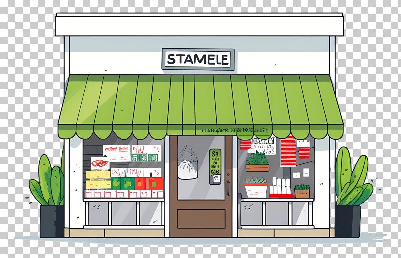 Small Storefront - Storefront Illustration With Green Awning PNG ...