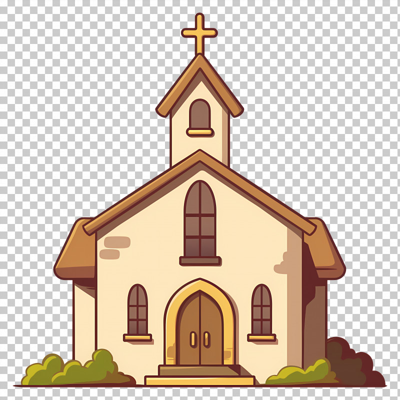 Cute Church - Cartoon Church With Cross And Windows PNG, Clipart ...