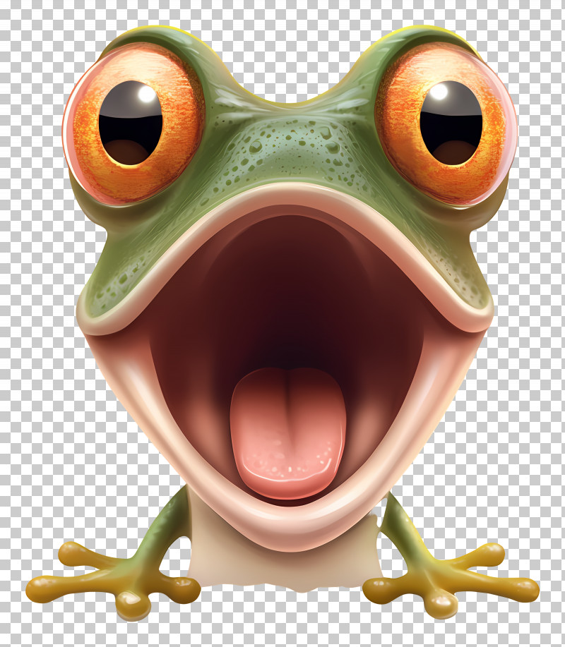 Frog Emoji - Cartoon Frog With Big Eyes And Open Mouth PNG, Clipart ...