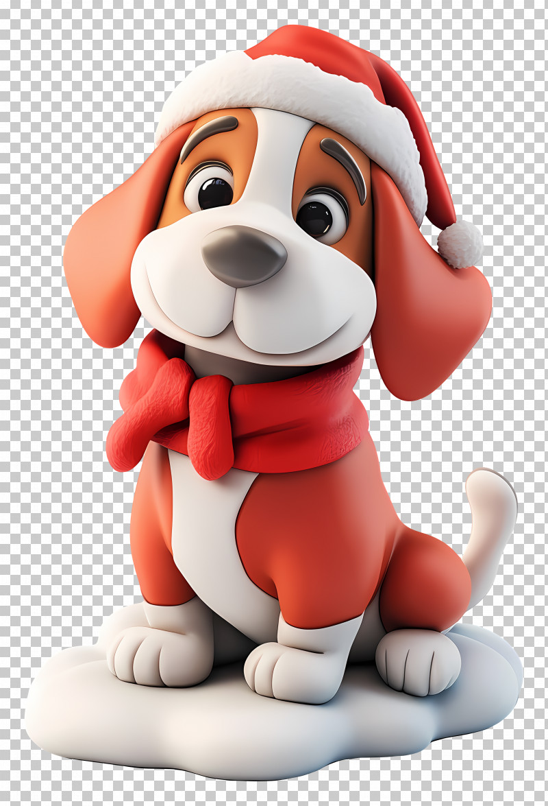 Christmas Dog - Cartoon Dog Wearing A Santa Hat And Scarf PNG, Clipart ...