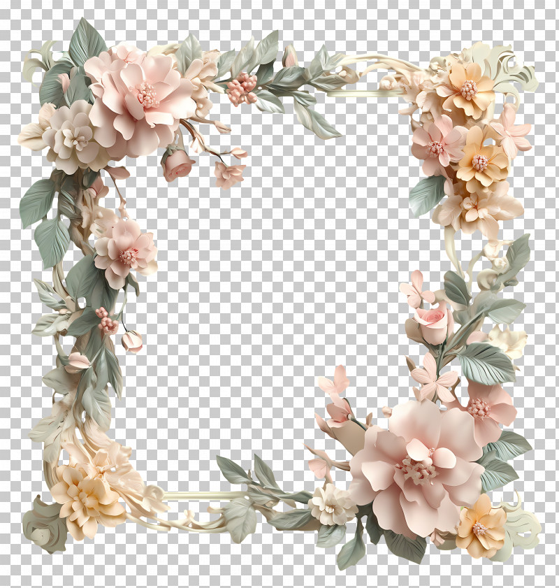 Wedding Border - Soft Pastel Rectangular Flower Frame PNG, Clipart ...