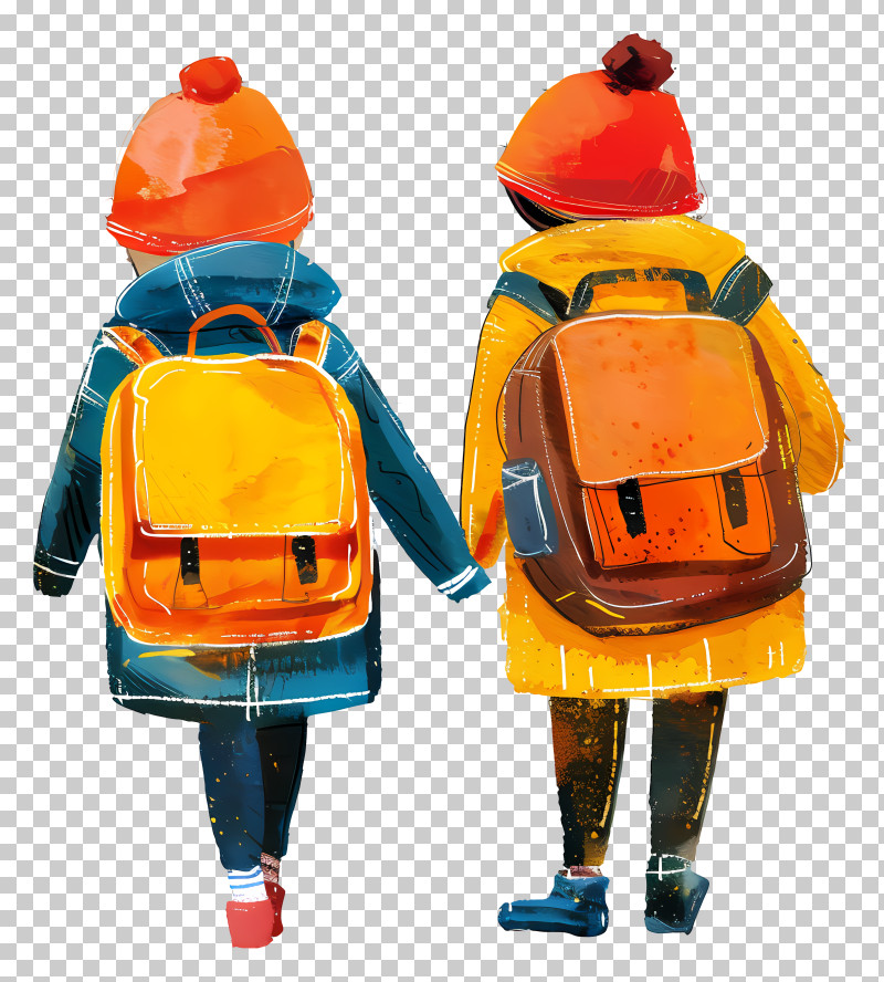 Students With Backpack - Two Children In Winter Clothes PNG, Clipart ...