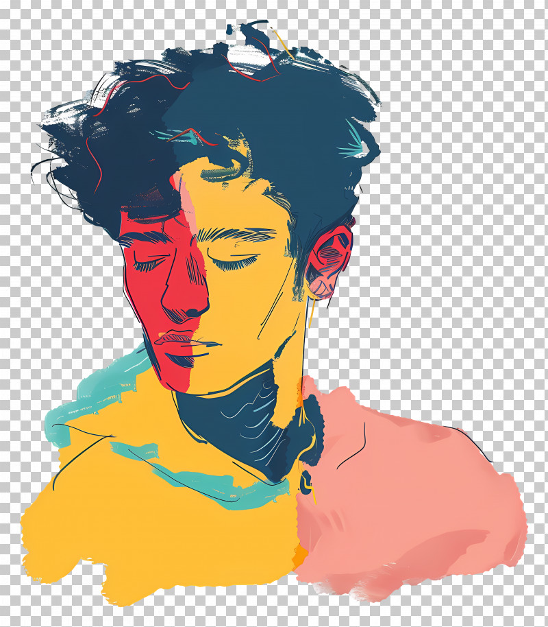 Sad Man - Colorful Abstract Portrait Of A Person PNG, Clipart, Colorful ...