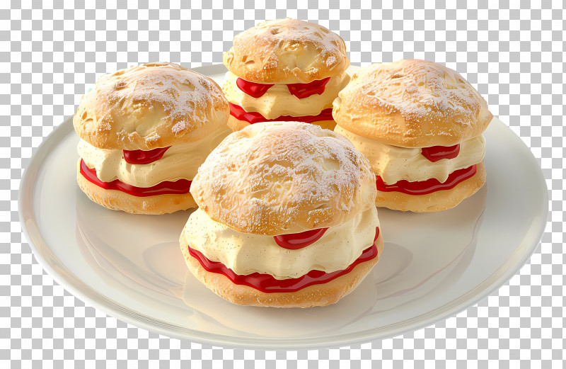 Scones - Cream Puffs On Plate PNG, Clipart, Baking, Cream Puffs, Creamy ...