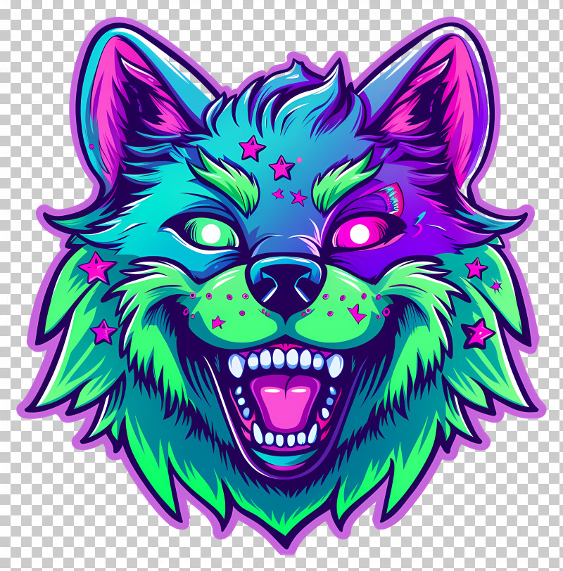 Wolf Head - Colorful Neon Wolf Head Illustration PNG, Clipart, Animal ...