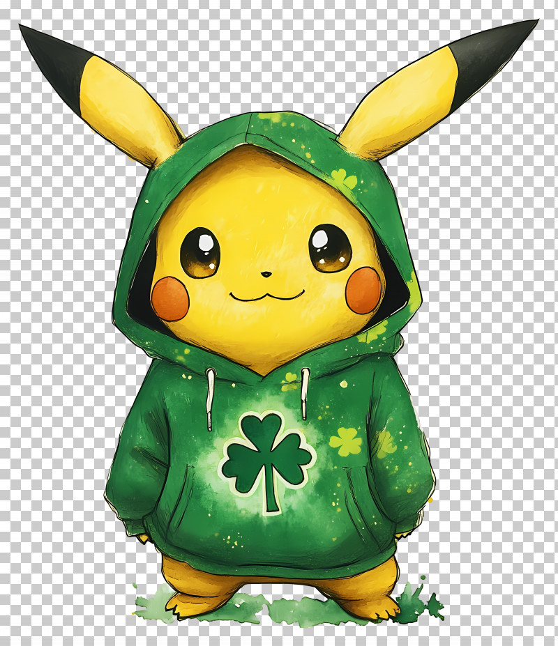 Green Hoodie Pikachu - Character In Green Clover Hoodie PNG, Clipart ...